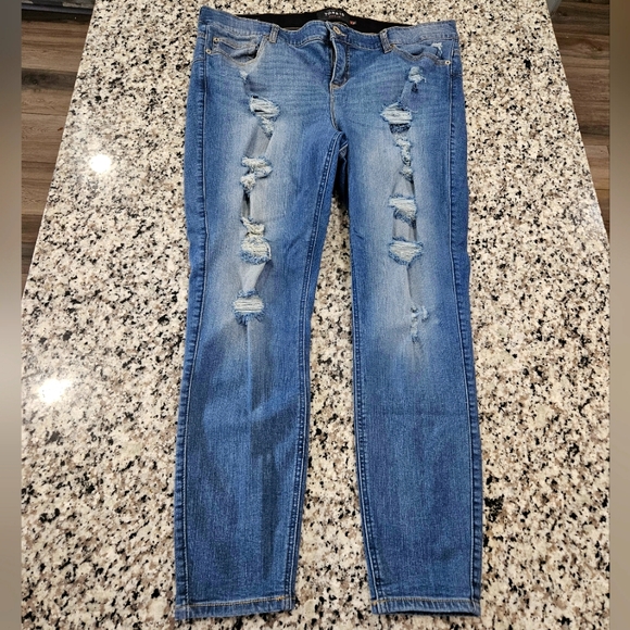 torrid | Jeans | Torrid Distressed Bombshell Skinny Blue Jeans | Poshmark